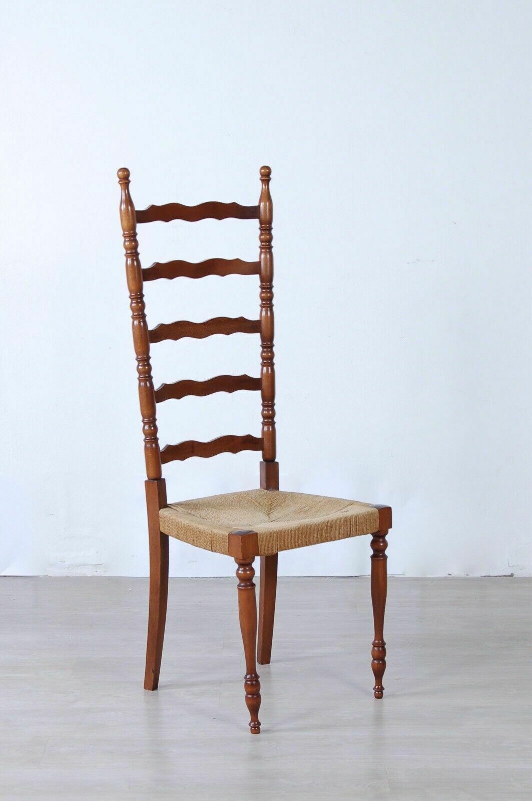 High Back Wooden Chair With Straw Seat Design And Production In The 50s ...