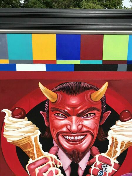 Large Original Michael Forbes Oil On Canvas ‘Go On Fatty Have Another ...