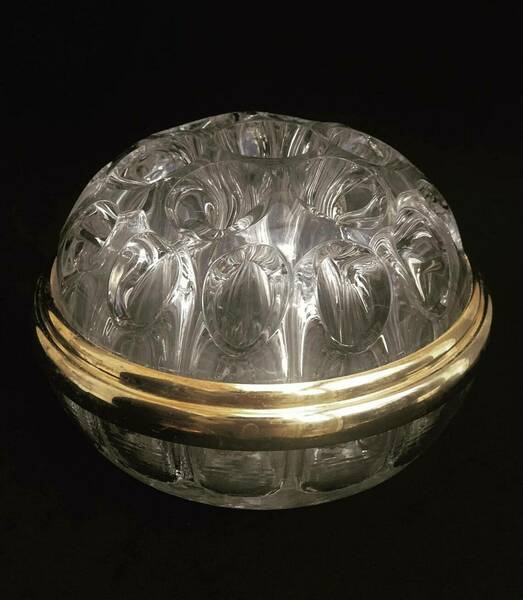 Glass Frog Vintage Molded Glass With Golden Metal Rim Molded Glass ...