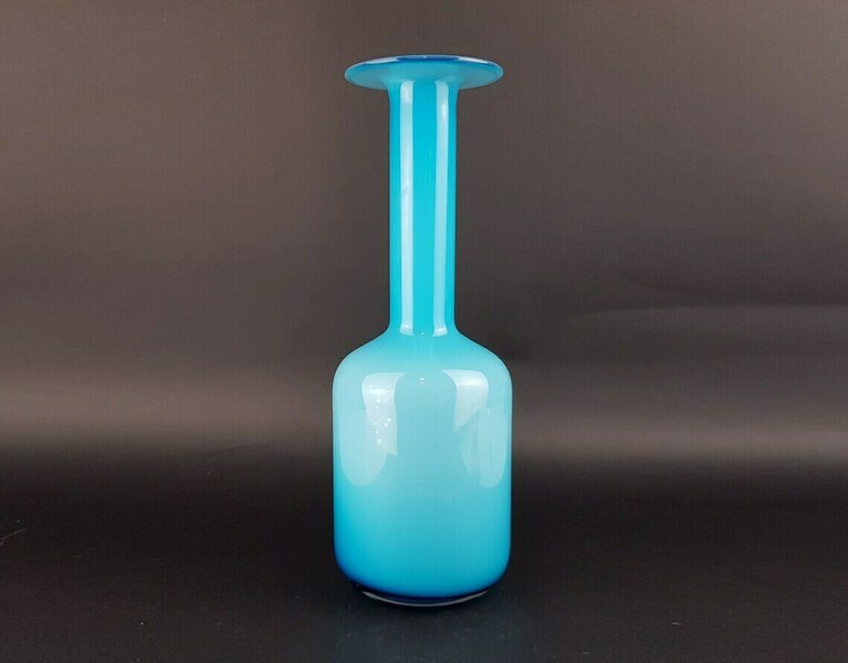 Vintage Holmegaard Kastrup Glas Blue "Gulvase" Cased Glass Baton Vase ...