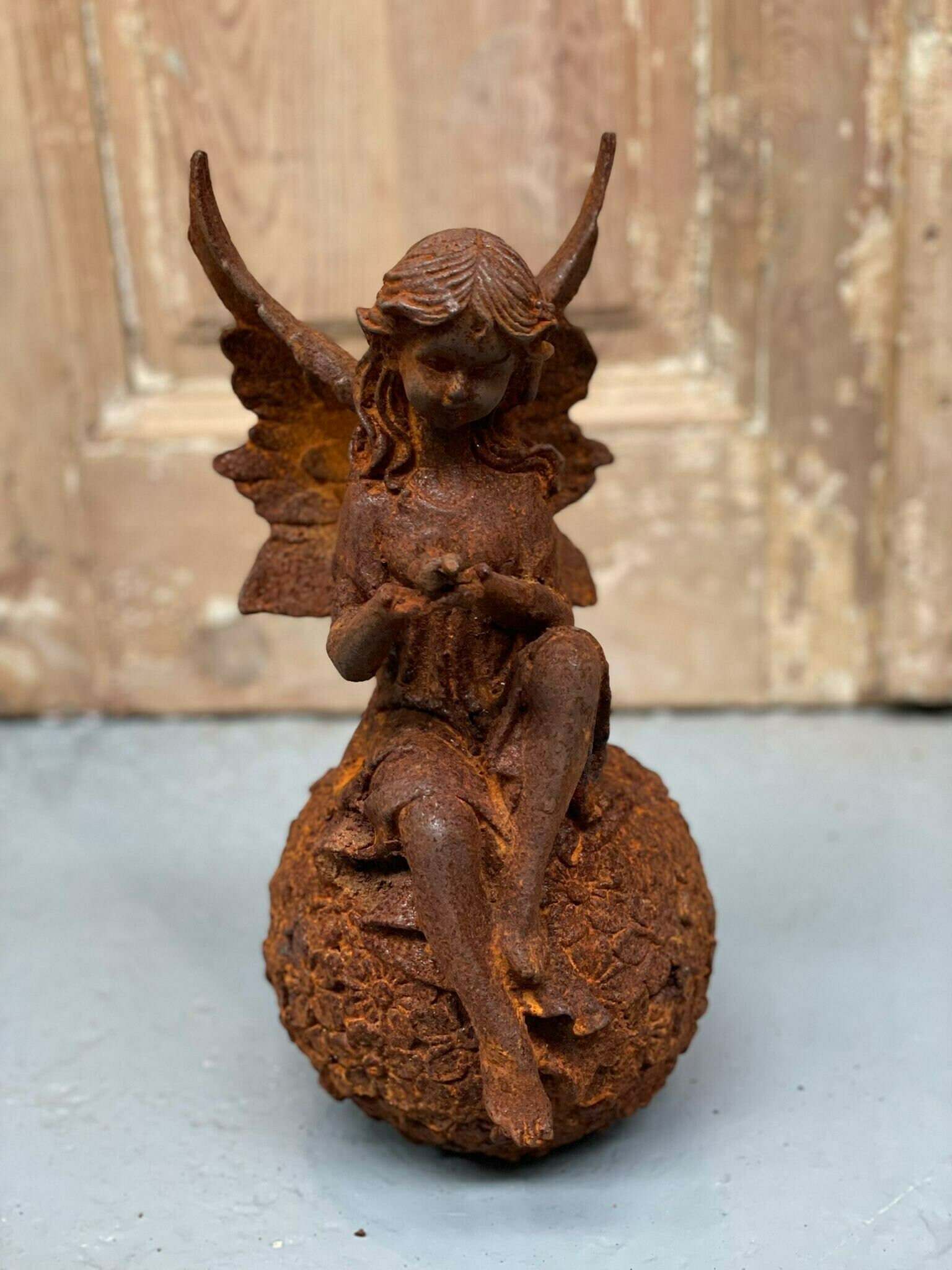 Large Cast Iron Angel Garden Statue Cast Iron Garden Sculptures | Vinterior