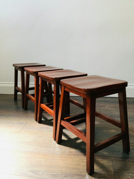 Vintage School Lab Stools C 1930 50. Set Of Four | Vinterior