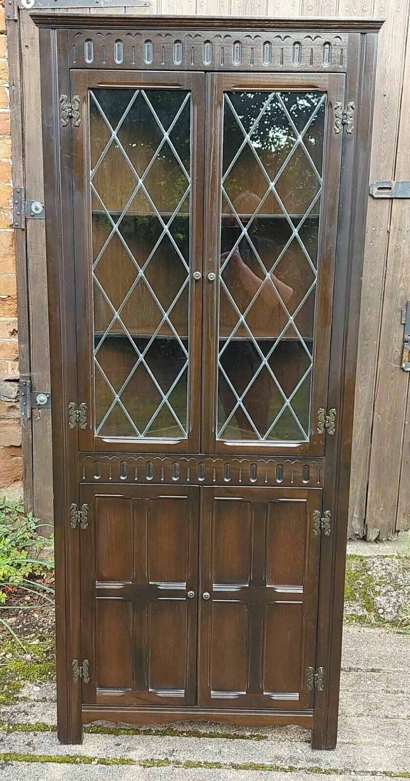 Priory Style 4 Door Glazed Corner Display Cabinet | Vinterior