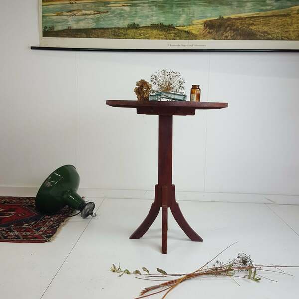 Antique Primitive Dark Red Swedish Tavern Table Circa 1850s | Vinterior