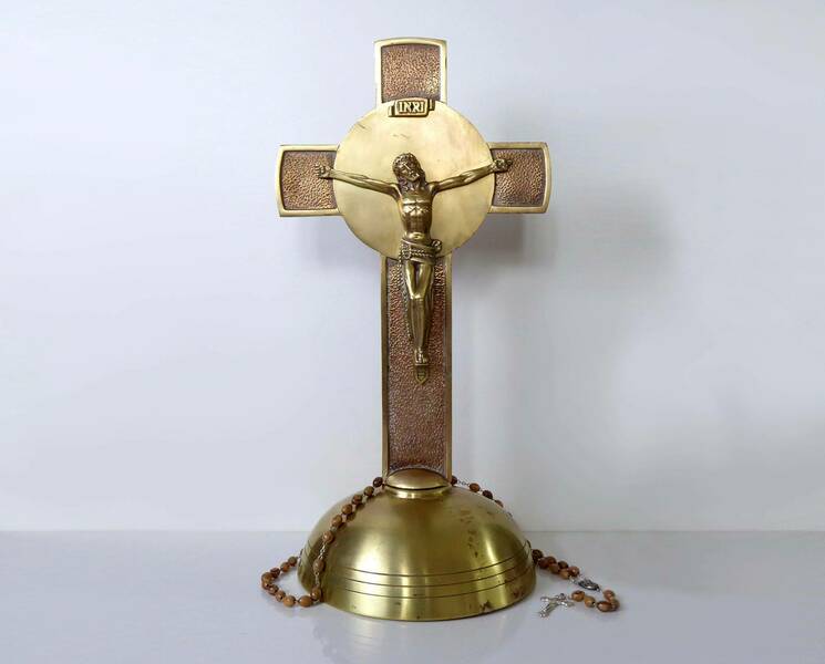 Large Brass Crucifix Altar Crucifix Vintage French Table Cross ...