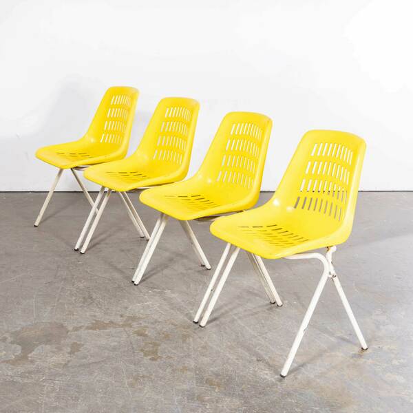 1970’s Classic Yellow Stacking Italian Bar Dining Chairs – Set Of Four ...