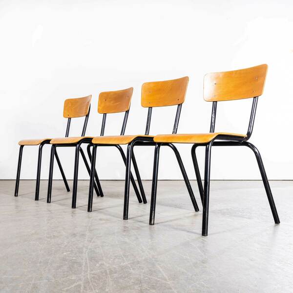 1960’s Original Black French Stacking University Dining Chairs Slim ...