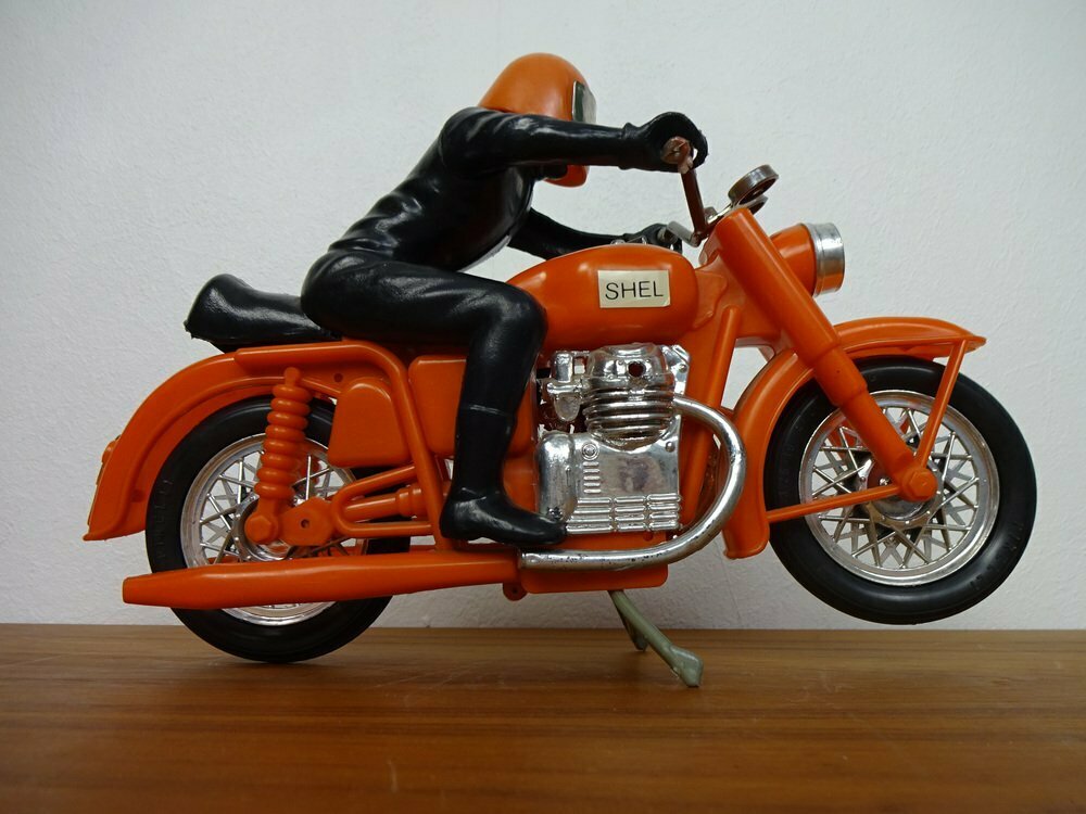 Large Vintage Orange Plastic Motorcycle, 1970s | Vinterior