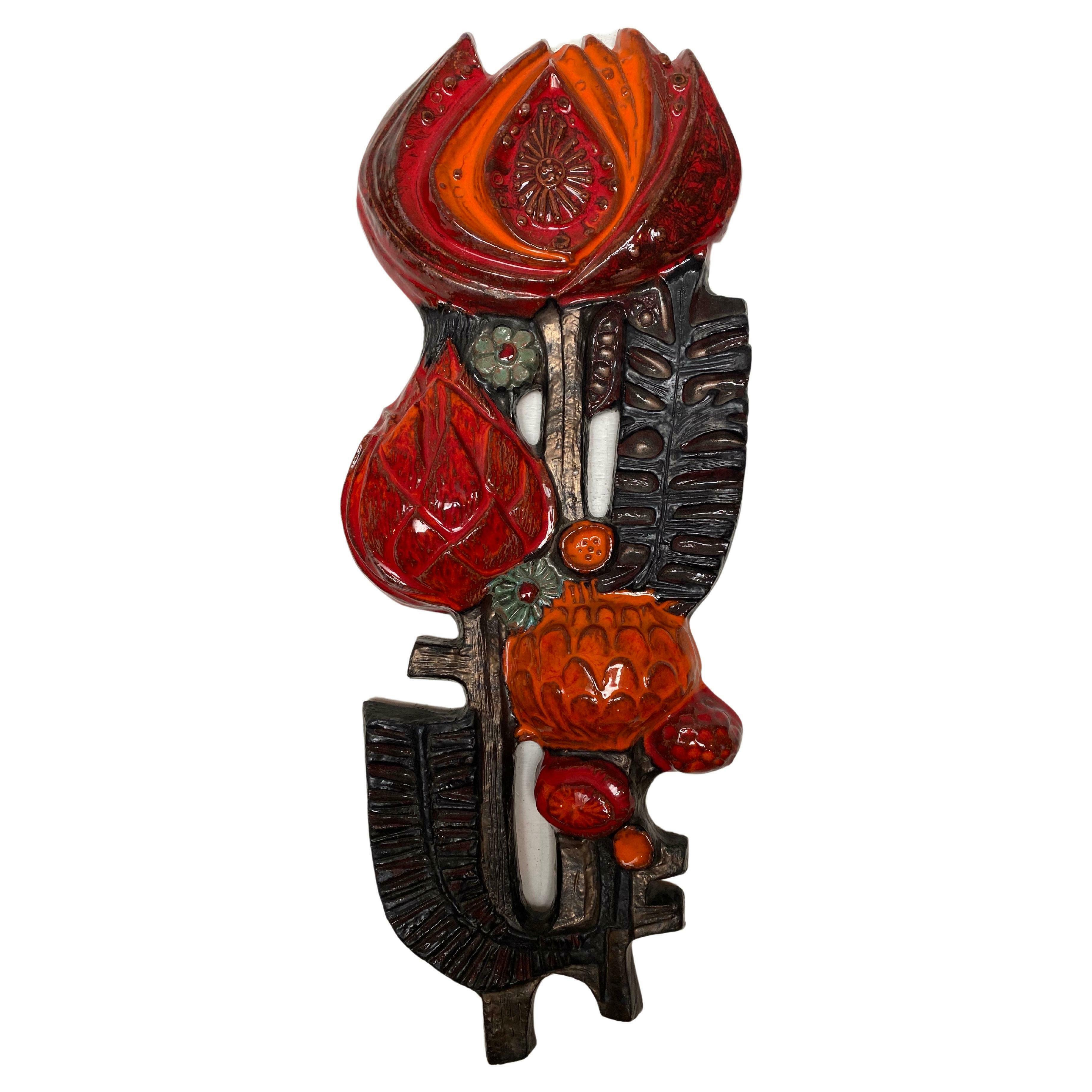 Perignem, Wall Mounted Ceramic Flower Wall Sculpture, 1970s | Paul ...