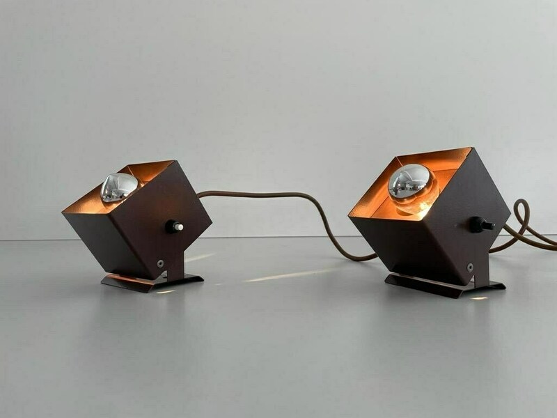 Cube Design Pair Of Mini Wall Lamps By Rudolf Von Prusky, 1970s ...
