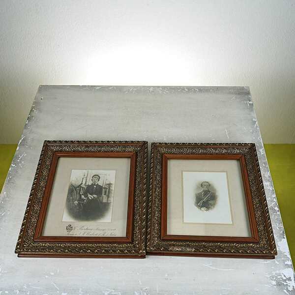 Pair Of Frames With Photo And Dedication, Navy From The 1800s | Vinterior
