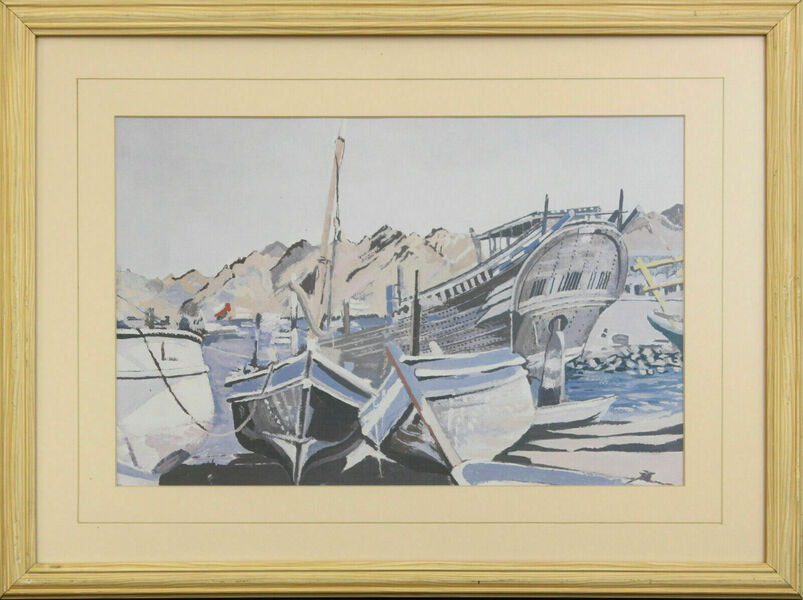 Print From An Oil Of Oman Boats By John Bawtree. | Vinterior