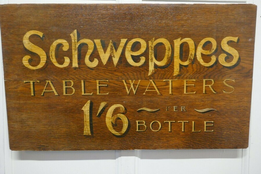 Schweppes Table Waters Oak Trade Sign Board | Vinterior