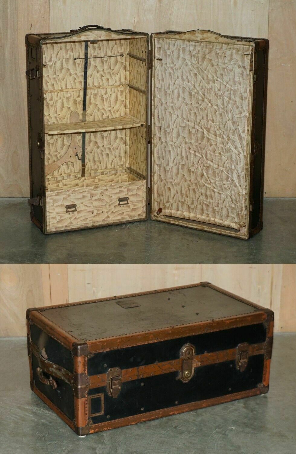 Antique Wardrobe Trunk An American Belber Wardrobe Steamer Trunk, C.