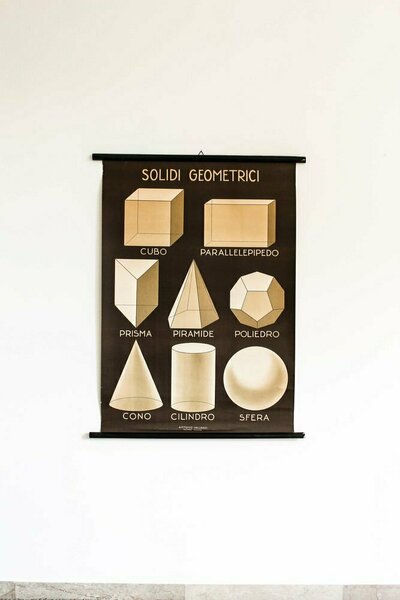 Geometric Solids Poster By Antonio Vallardi, Italy, 1940s | Vinterior