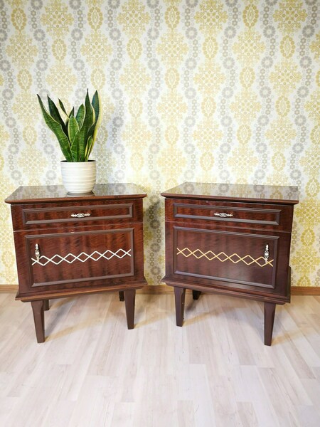 Pair Of 2 Vintage Wooden Night Stands Very Firm/ Mid Century Modern ...