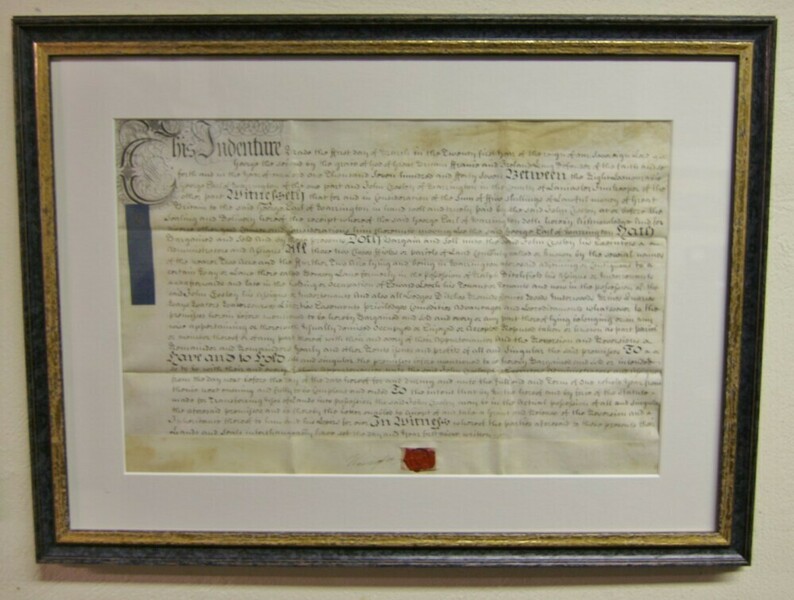 18th Century Framed Vellum Indenture | Vinterior