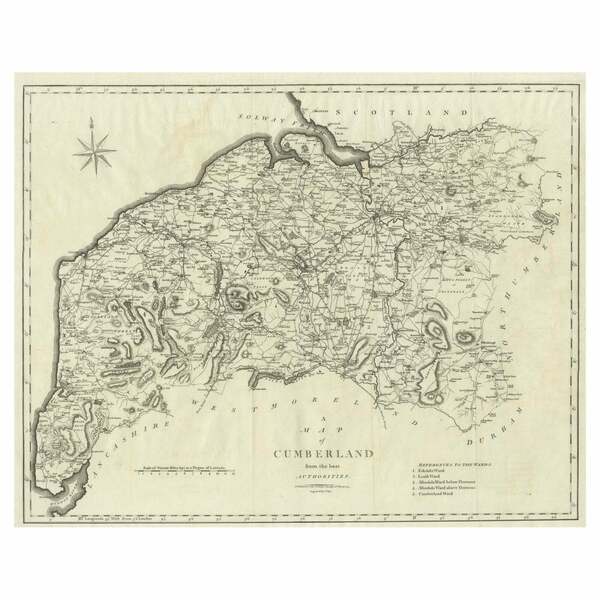 Large Antique County Map Of Cumberland, England | Vinterior