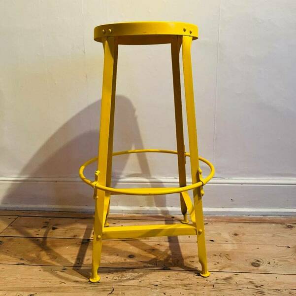Canary Yellow High Metal Stool Vinterior