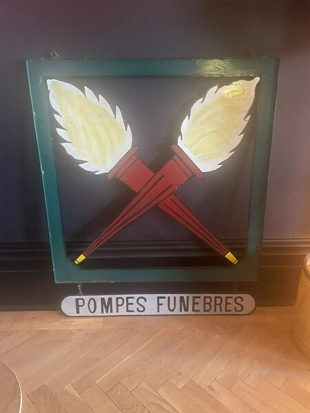 Huge Double Sided French Funeral Parlour Sign | Vinterior