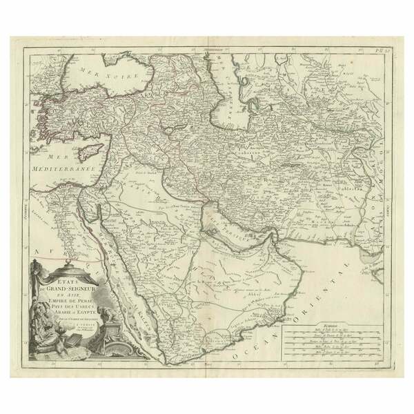 Detailed Original Antique Map Of The Turkish Empire With Arabia, 1778 ...