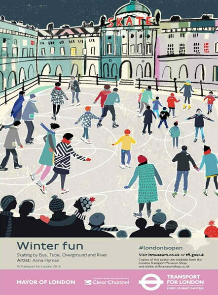Tfl Winter Fun Ice Skating Original Vintage Poster | Vinterior