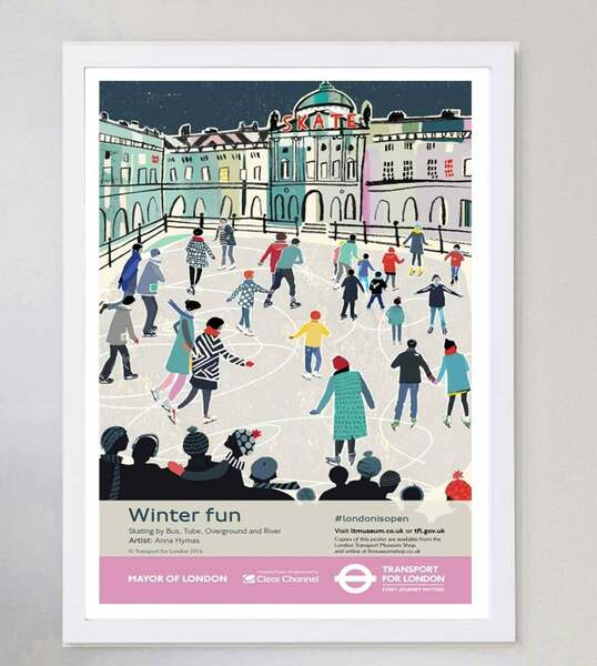 Tfl Winter Fun Ice Skating Original Vintage Poster | Vinterior