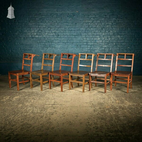 Set Of 6 Elm 19th C Synagogue Chairs [No. 10] | Vinterior