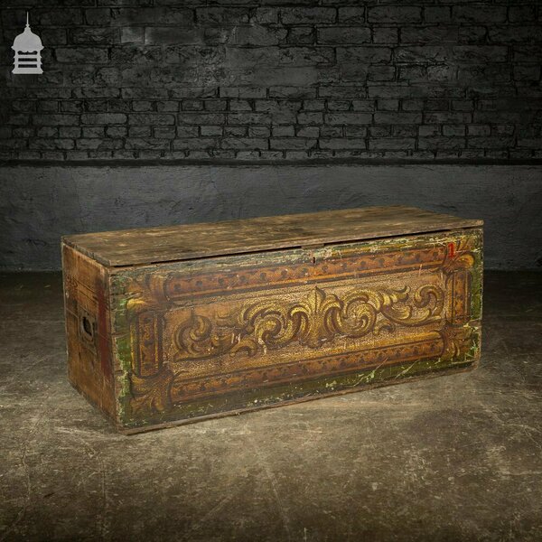 19th C Pine Gypsy Showman’s Travel Chest With Original Painted Finish ...