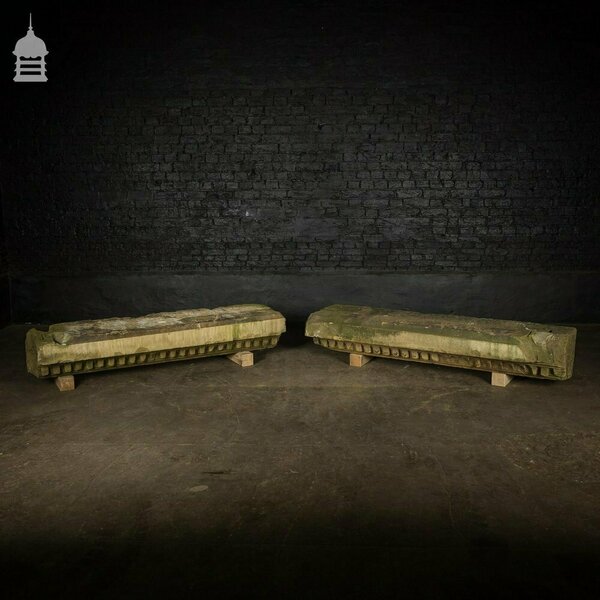 Pair Of Georgian Carved Sandstone Lintels With Dentil Moulding | Vinterior