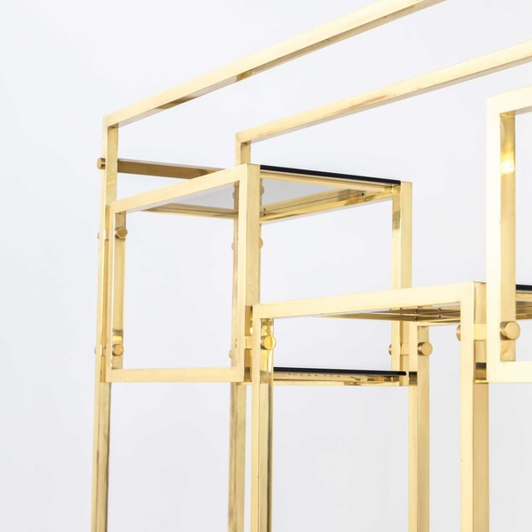 Large Brass Room Divider Shelf, Attr. To Romeo Rega, Italy 1970s ...