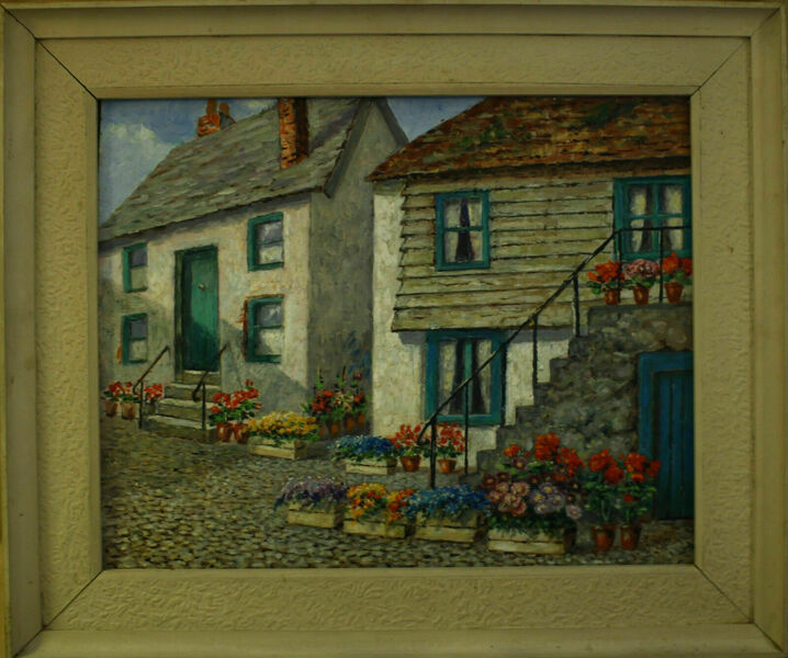 Framed Oil On Board Signed K Howitt. Devon Cottages | Vinterior