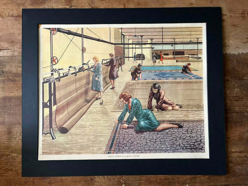 Vintage 1950s School Poster 'Sewing Carpets In A British Factory ...