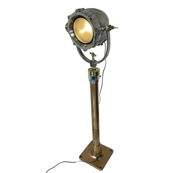 Antique Naval Searchlight Mounted On Brass Base The Real Deal! Fully ...