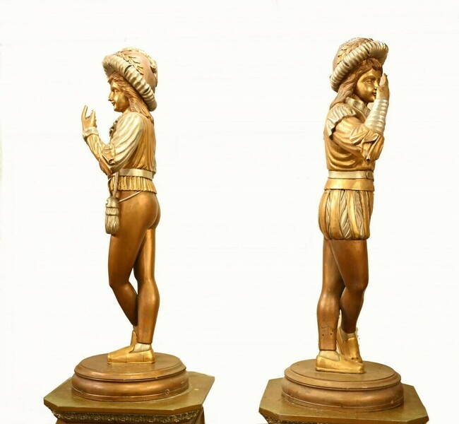 Pair Giant Italian Renaissance Page Boy Statues Medieval Fayre | Vinterior