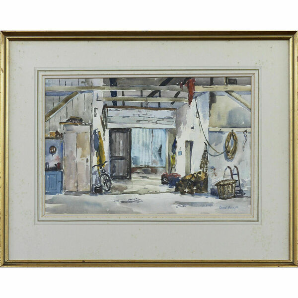 Watercolour By Ronald Crampton. Titled "Whelk Shed Interior" | Vinterior