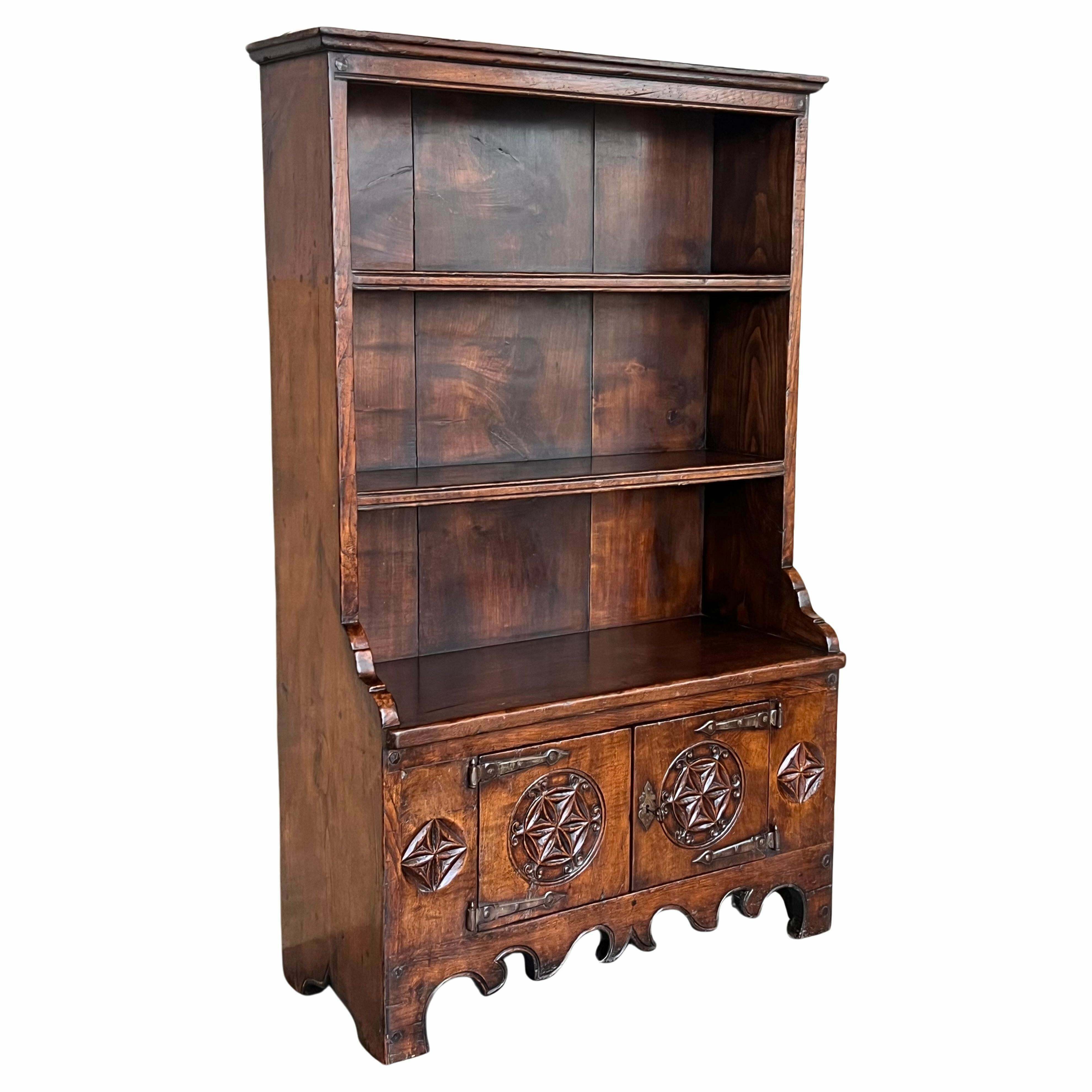 Early 19th Century Rustic Country Spanish Open Bookcase With Gothic ...