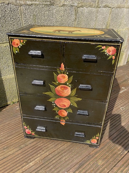 Mid Century Small Bargeware/Canalware Chest Of Drawers | Vinterior
