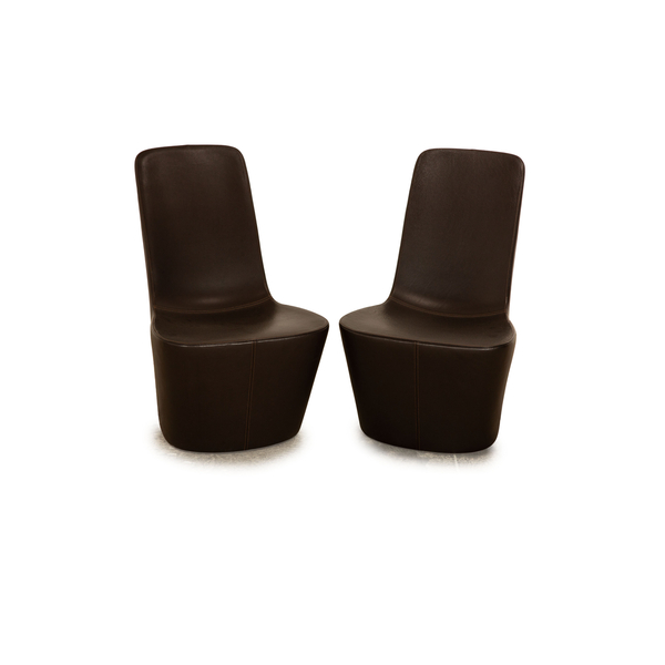 Vitra Monopod Leather Armchair Set Brown Dark Brown Vinterior