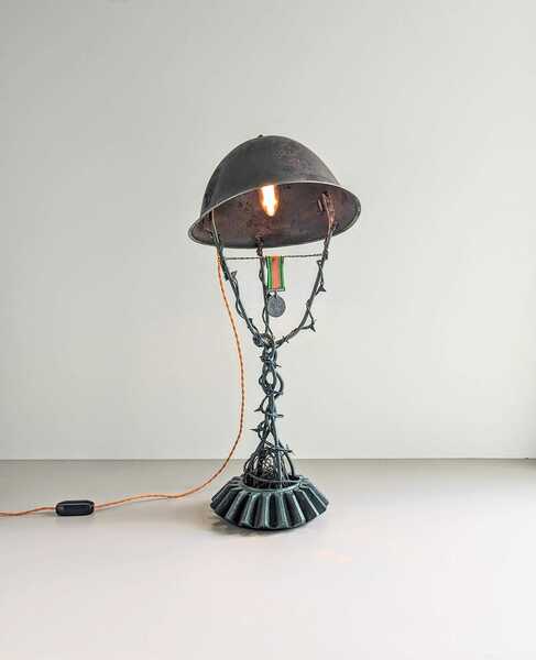 Bespoke War Relic Table Lamp Made Of Original British Mark III Medic Helmet | Vinterior
