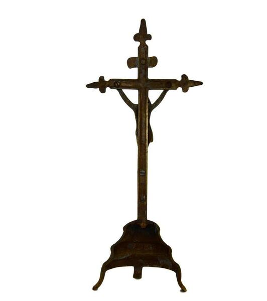 French Antique Bronze Altar Standing Crucifix 1800's 11in.Tall French ...
