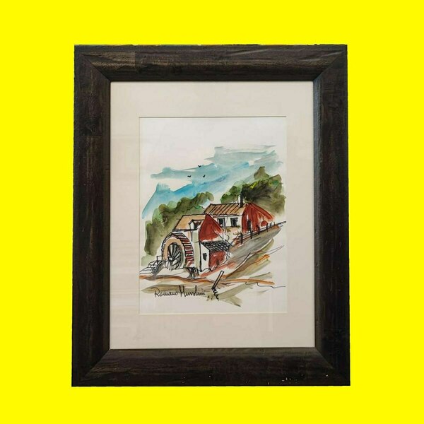 Work Of Roman Mussolini Tempera Farmhouse With Mill | Vinterior