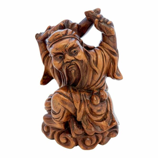 Antique Chinese Boxwood Root Carved Figurine Of Daoist Immortal Li Tai ...