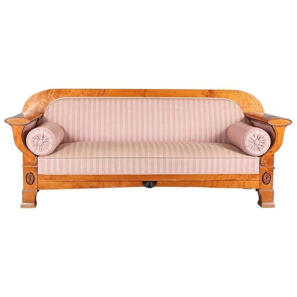 Biedermeier Sofa Couch Honey Color, 3 4 Seat, Empire Swedish Late 19th ...