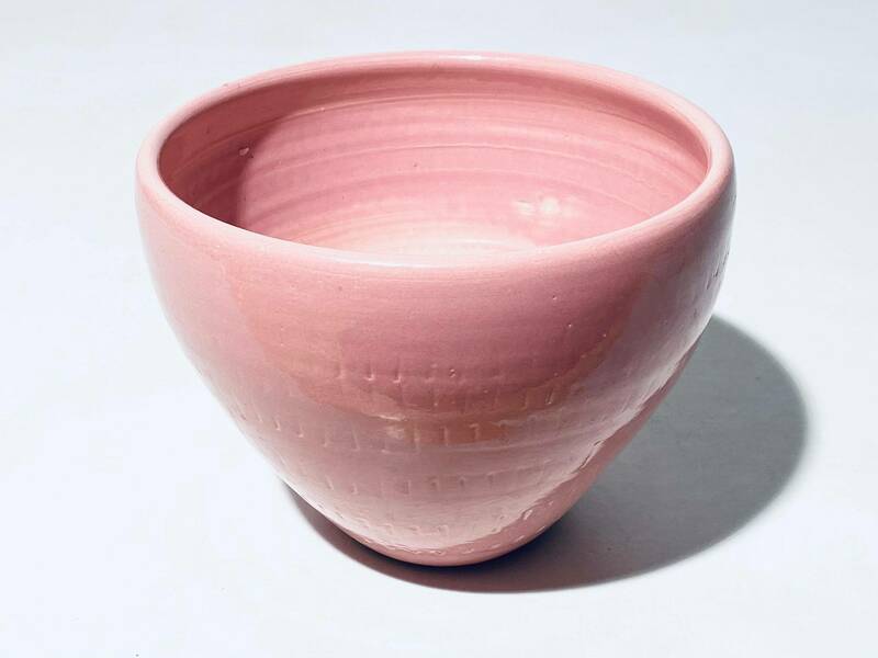 Vintage Pink Ceramic Planter Made Mainly Handmade France | Vinterior
