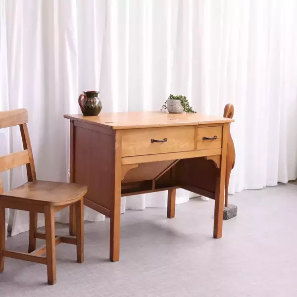 Vintage Military Typewriters Desk In Beech Retro Mid Century Utility Furniture