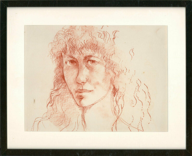 Peter Collins Arca Contemporary Chalk Drawing, Young Woman In ...