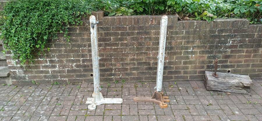 Pair Of Vintage Iron Victorian Tennis Net Posts Multun In Parvo ...