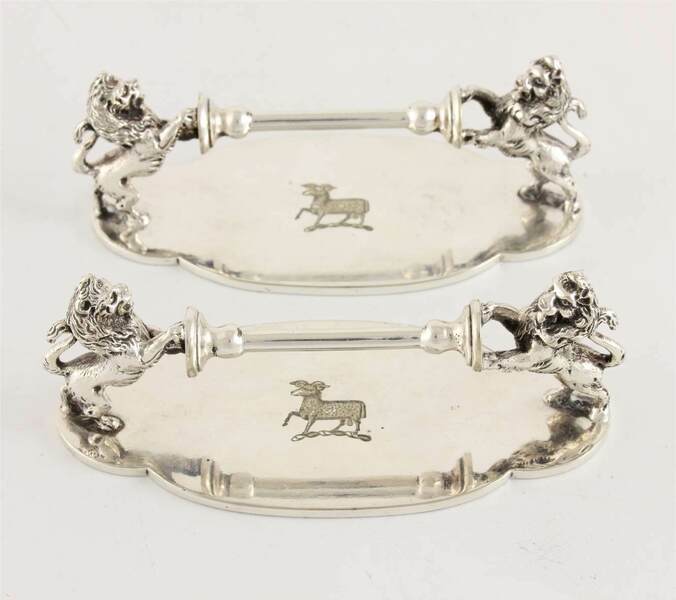Silver Plate Rampant Lion Knife Rests. Ram Crest. Thomas Bradbury 1904 ...