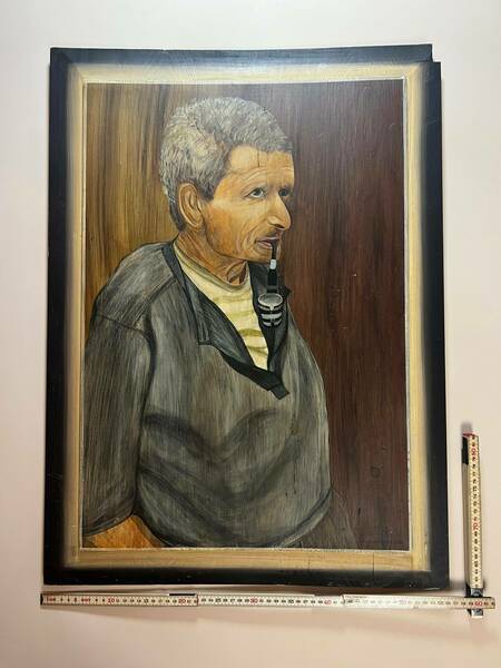 Swiss Painting Of Old Man With A Pipe, Vintage Male Portrait, Original ...